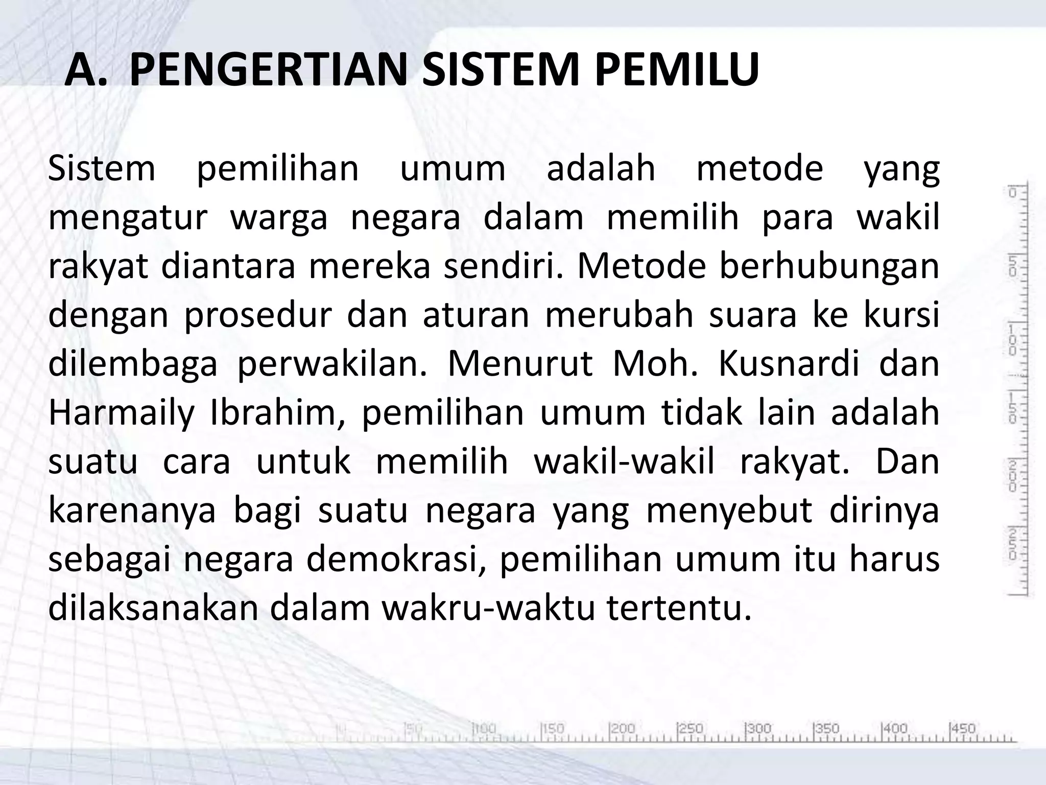sistem pemilu mekanis dan sistem pemilu organis | PPTX
