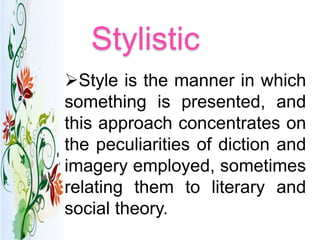 School of Criticism(Stylistic) | PPT