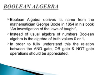 boolean algrebra and logic gates in short | PPT