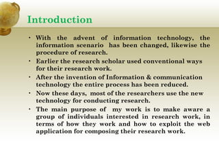 Research 2.0: A useful web tool for academic research | PDF