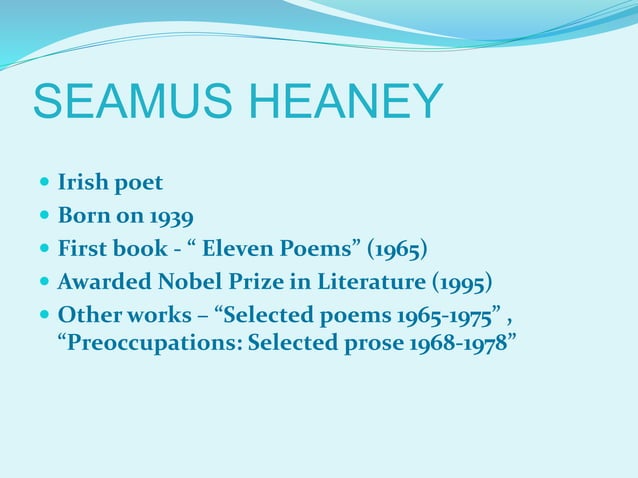 FOLLOWER BY SEAMUS HEANEY | PPTX | Poetry | Books and Literature