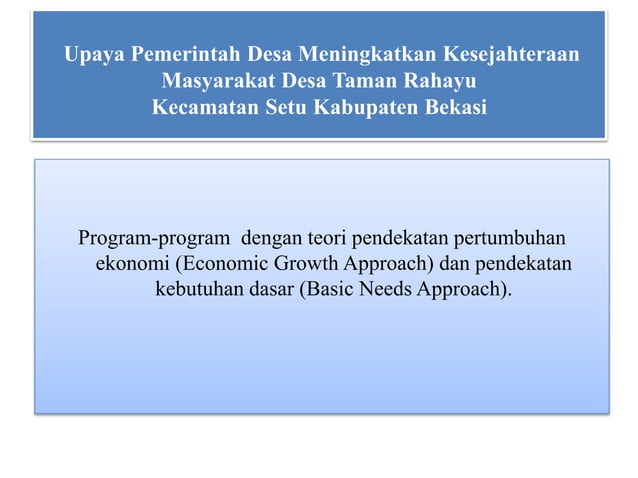 Resume Skripsi Upaya Pemerintah Desa Meningkatkan Kesejahteraan Masyarakat | PPTX