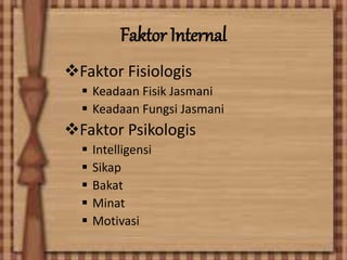 Belajar dan Faktor-faktor yang mempengaruhinya | PPTX