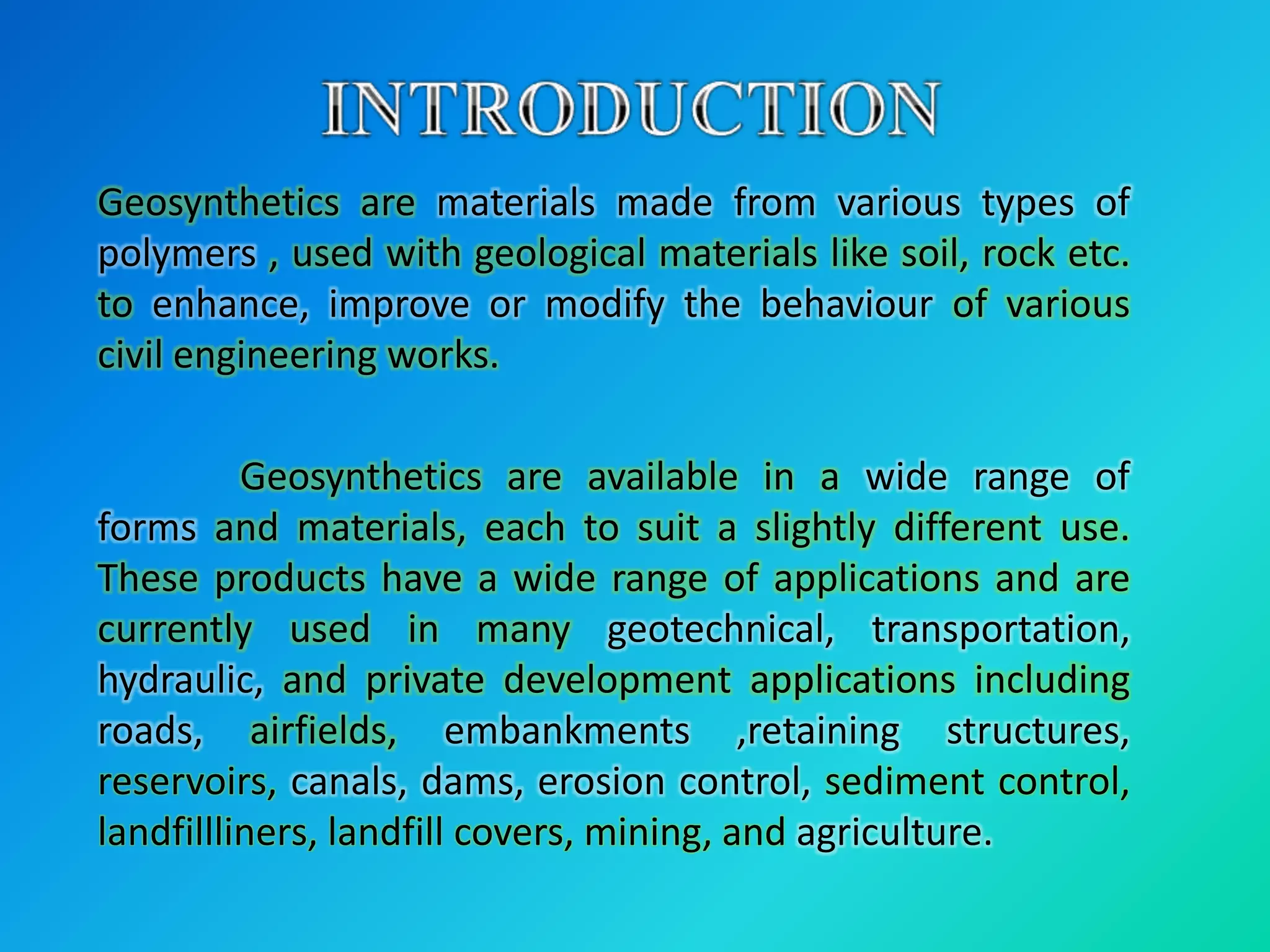 Geosynthetics- Types, and their use in Retaining Walls | PPTX