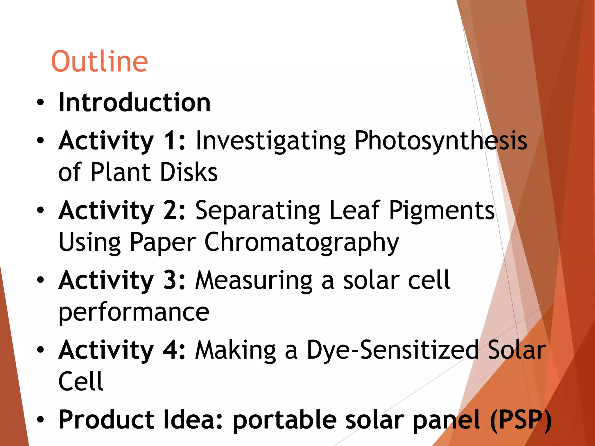 Dye-Sensitized Solar Cells, Portable Solar Panel, IDM8 | PPT
