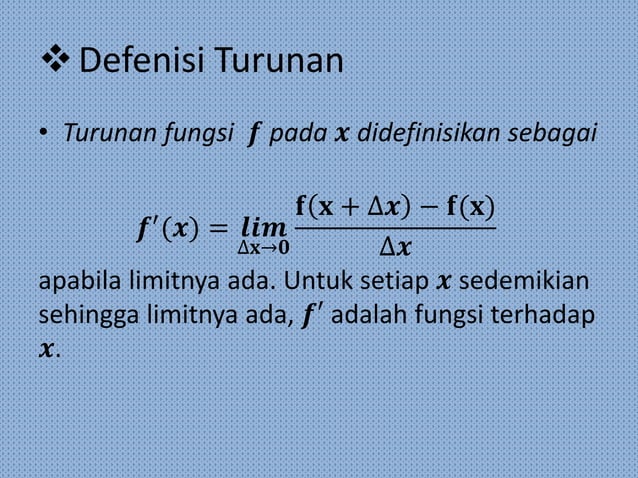 kalkulus I turunan | PPTX