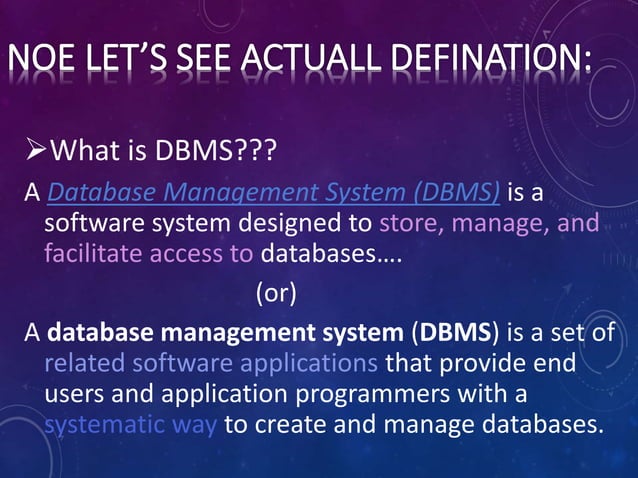 Introduction of DBMS,RDBMS,SQL | PPT