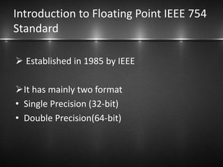 Floating point ALU using VHDL implemented on FPGA | PPTX