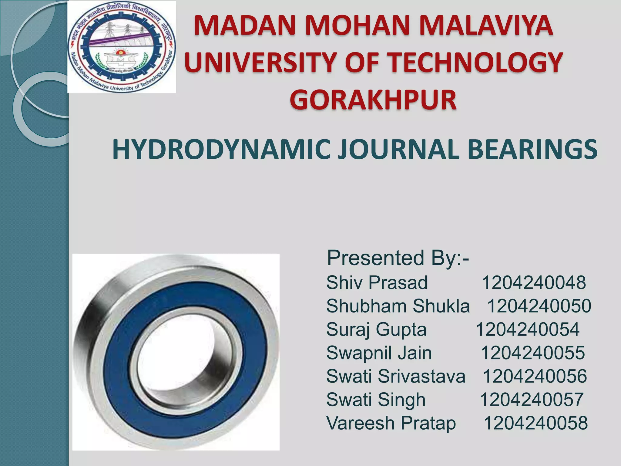 Hydrodynamic Journal Bearing Pptx