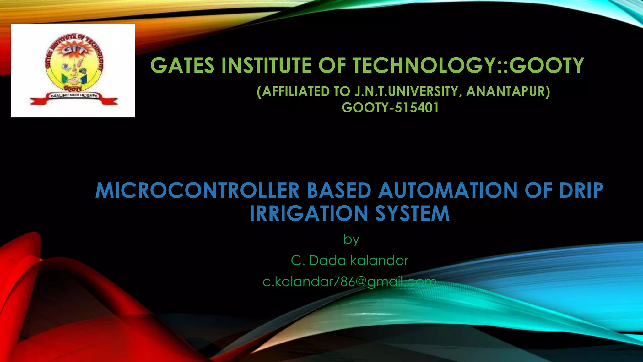 microcontroller based automation of drip irrigation system | PPTX