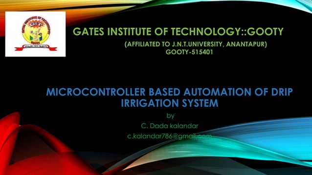 microcontroller based automation of drip irrigation system | PPTX | Agriculture | Industries