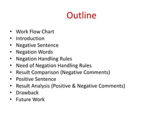 Sentiment Analysis of Social Issues - Negation Handling | PPTX | Education