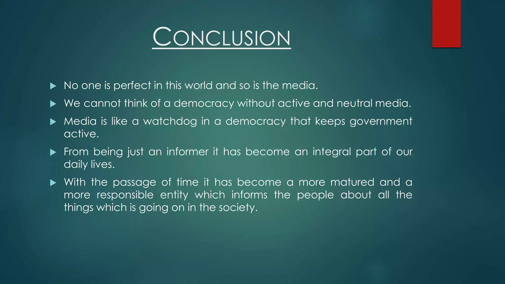 Role of Media in Democracy | PPTX | Civic affairs | Politics