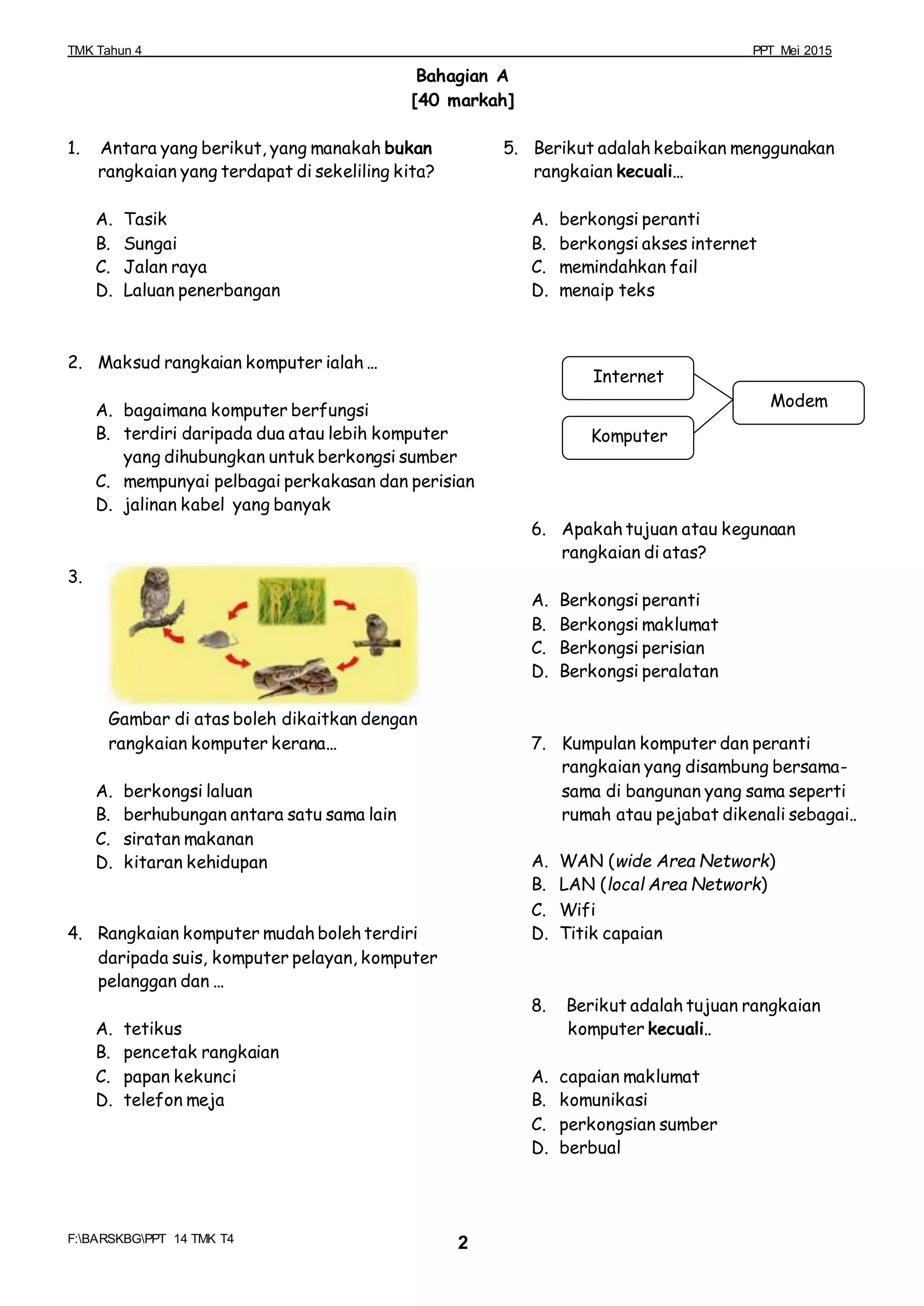 Peperiksaan Pertengahan Tahun TMK Tahun 5 2015 | PDF