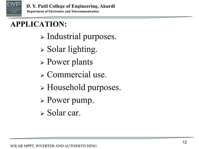 SOLAR MPPT, INVERTER AND AUTOSWITCHING | PPTX | Technology & Computing