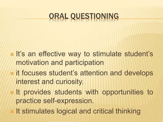 Ppt.oral questioning & peer appraisal | PPT
