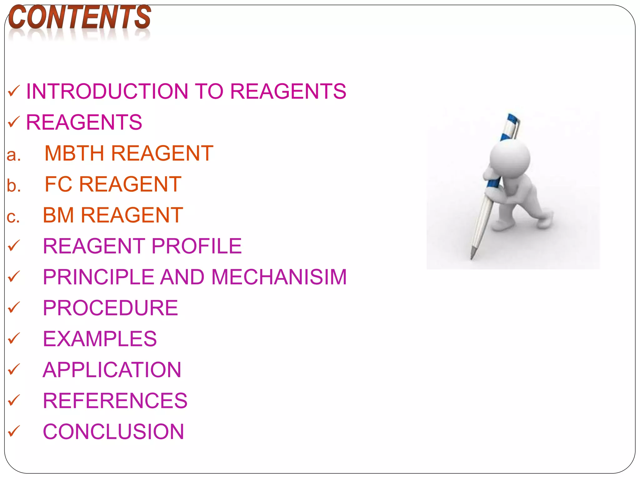 Principle and Applications Of MBTH, NQS, FC and BM Reagents | PPTX