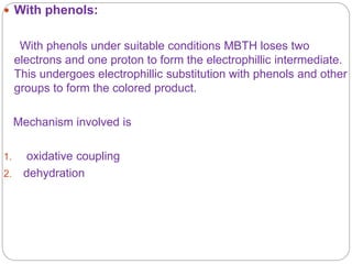 Principle and Applications Of MBTH, NQS, FC and BM Reagents | PPTX