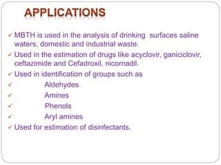Principle and Applications Of MBTH, NQS, FC and BM Reagents | PPTX