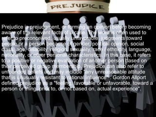 PREJUDICE AND DISCRIMINATION | PPTX