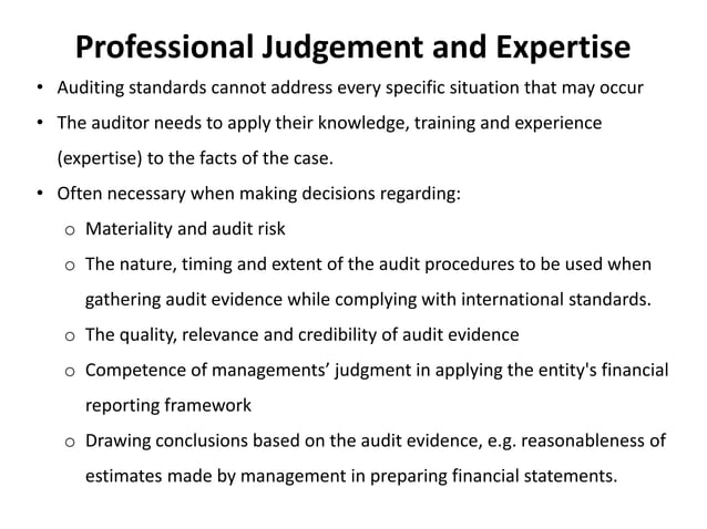 Professional Judgment and expertise in Auditing | PPT