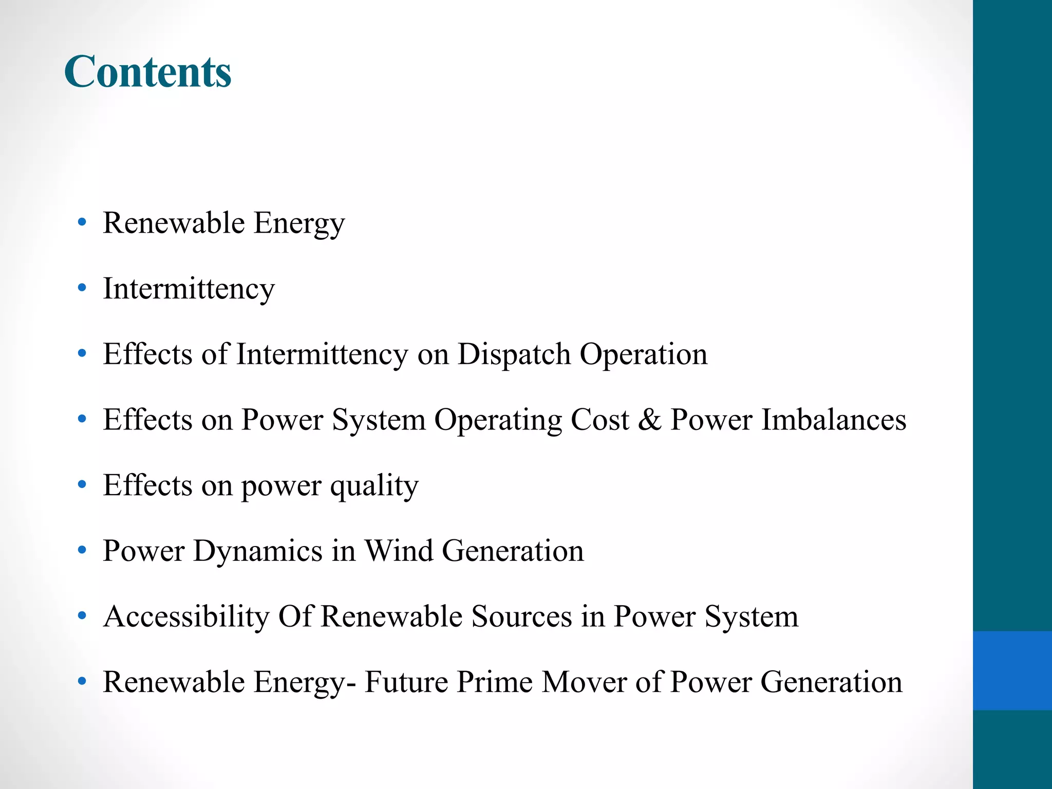 impact of renewable energy sources on power system opeartion | PPTX
