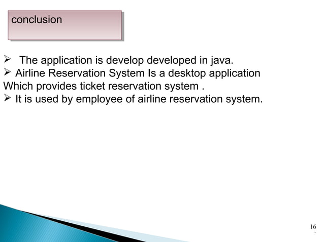 Airline Reservation system(project report of six week training)-ppt | PPT