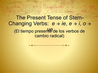Stem Changing Verbs - Present Tense | PPTX