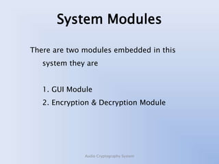 Audio Cryptography System | PPT