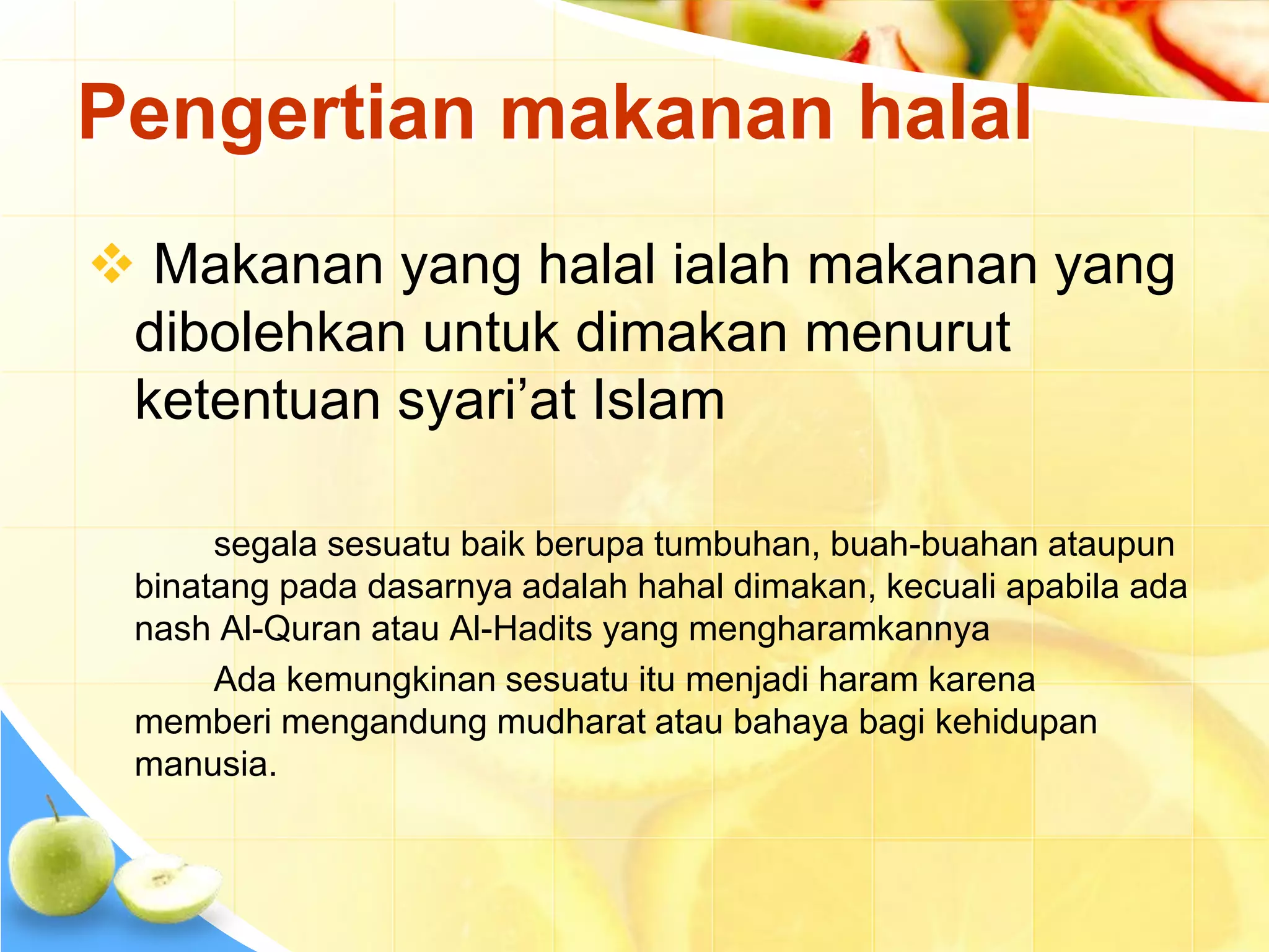 Power Point makanan minuman halal dan haram (Ari Efendi, Teknologi ...