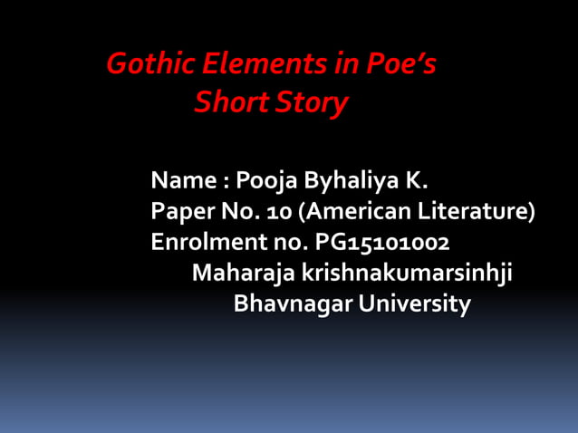 Gothic Elements in Poe’s Short Story. | PPT