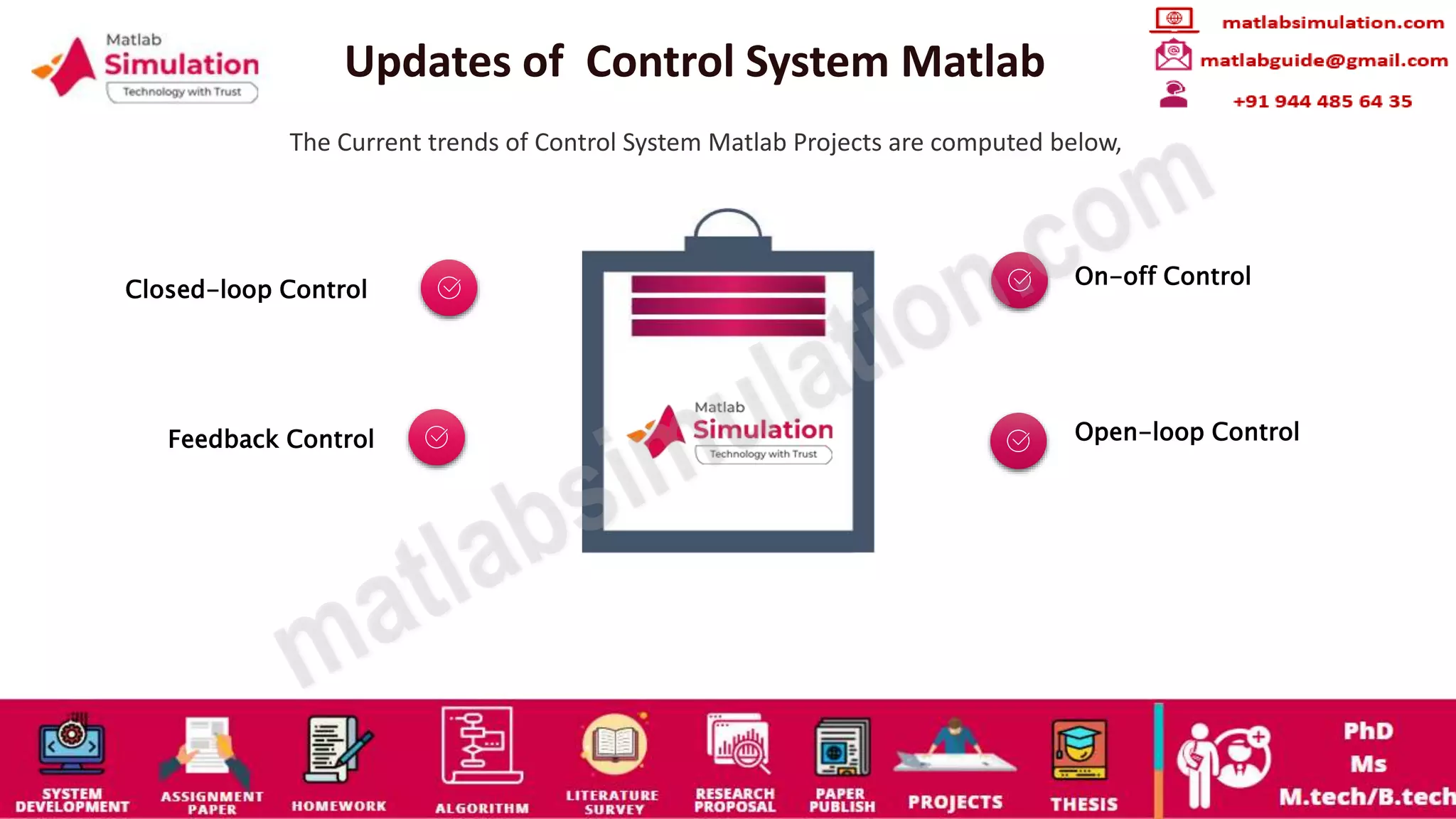 Control System Matlab Projects Research Guidance | PPT