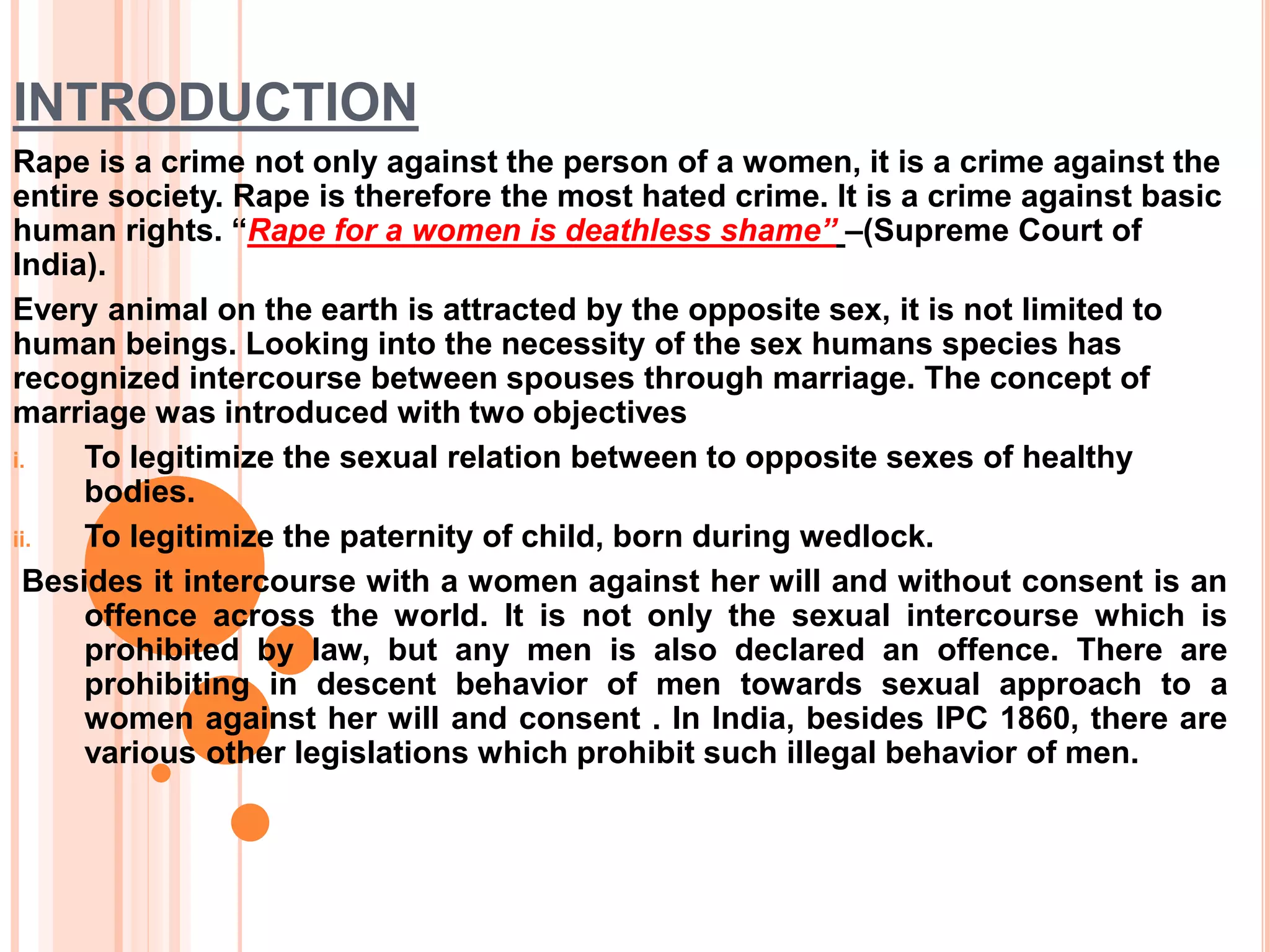Rape :A Sexual offence/Deathless shame | PPT