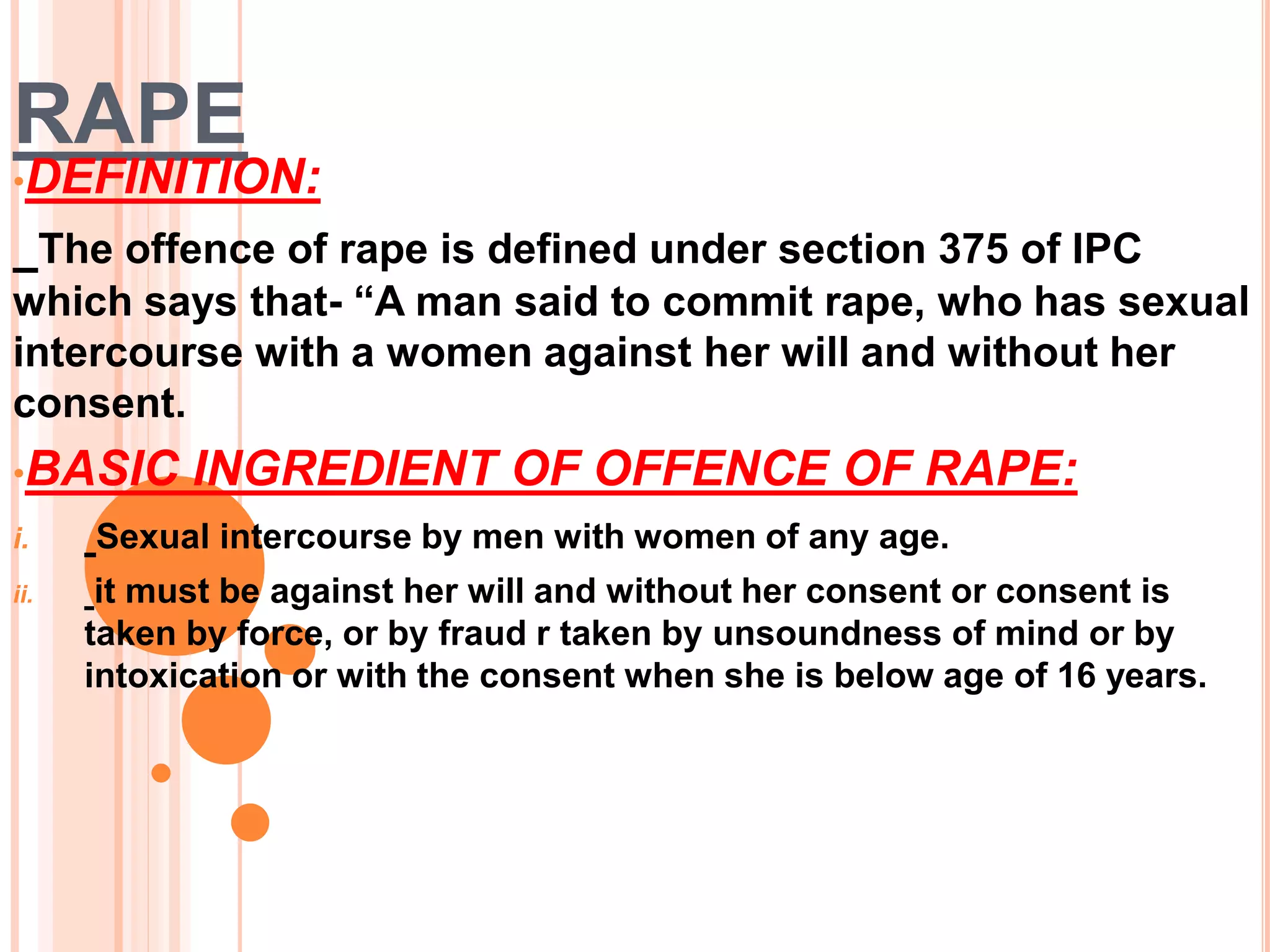 Rape :A Sexual offence/Deathless shame | PPT