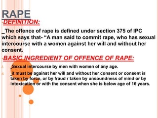 Rape :A Sexual offence/Deathless shame | PPT