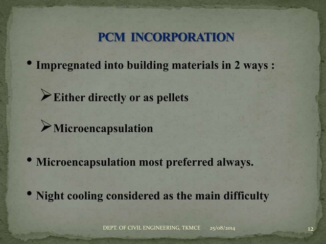 PHASE CHANGING MATERIAL AS BUILDING MATERIALS | PPTX | Civil ...