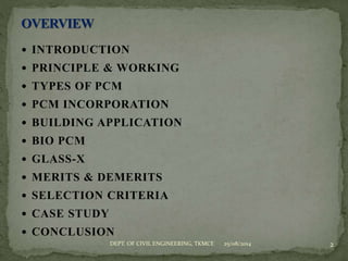 PHASE CHANGING MATERIAL AS BUILDING MATERIALS | PPTX