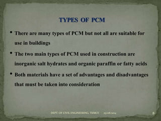 PHASE CHANGING MATERIAL AS BUILDING MATERIALS | PPTX