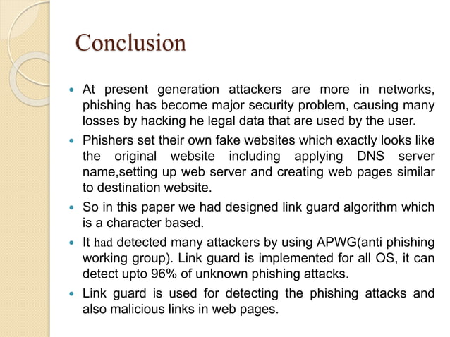 Detection of phishing websites | PPTX | Email | Internet