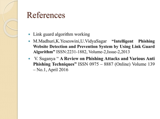 Detection of phishing websites | PPTX | Email | Internet
