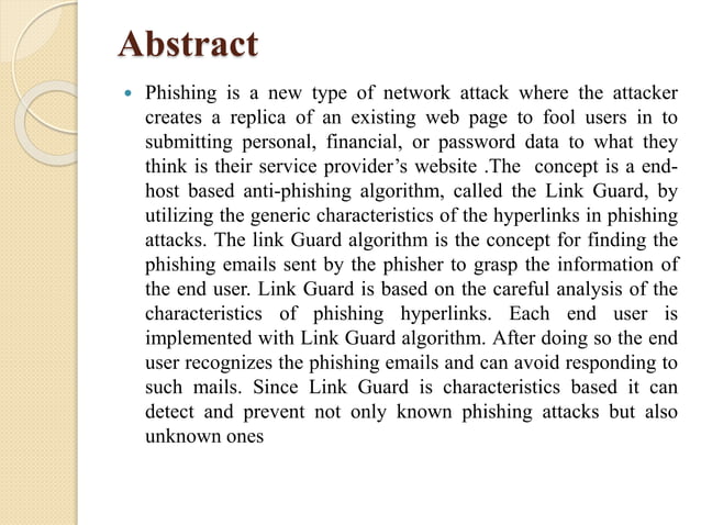 Detection of phishing websites | PPTX | Email | Internet