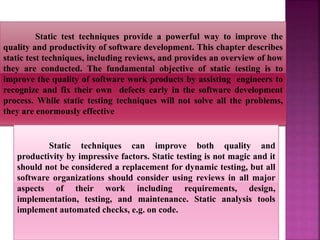 STATIC TECHNIQUES | PPTX | Computer Software and Applications | Computing