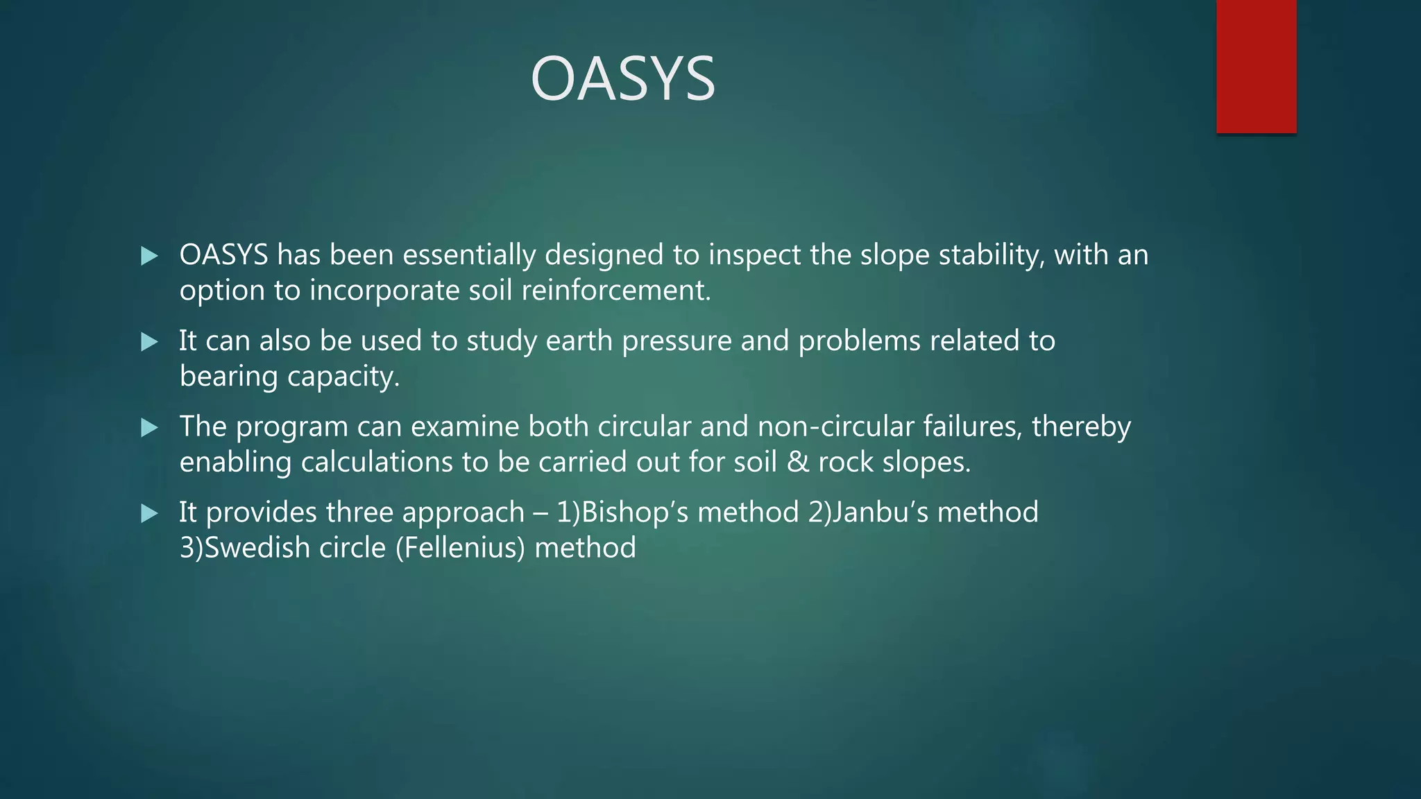 OASYS SOFTWARE (analysis of factor of safety) | PPTX