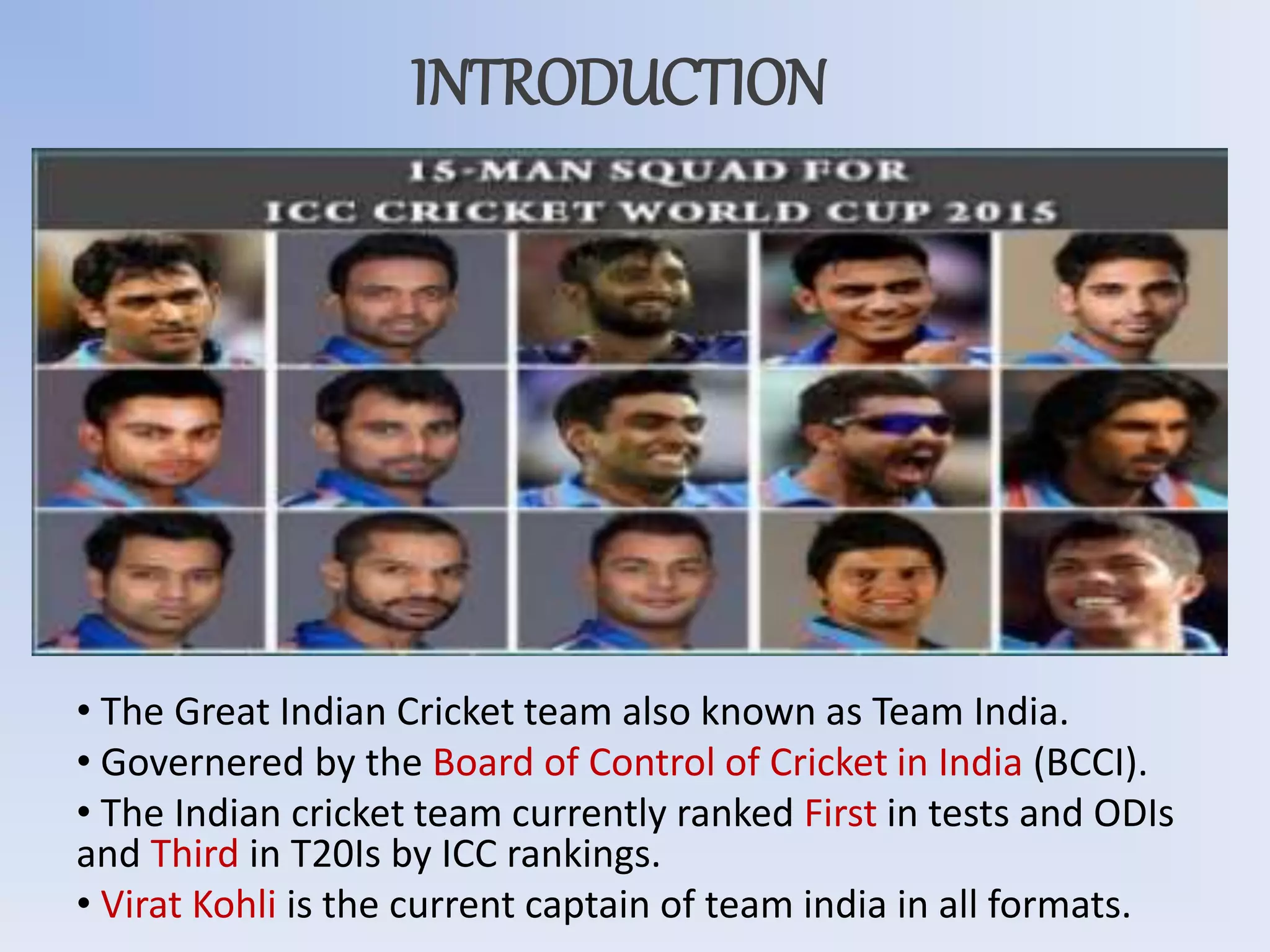 INDIAN CRICKET TEAM | PPTX