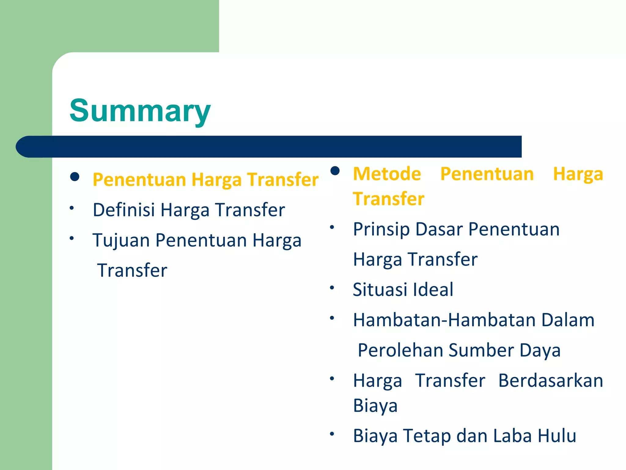 Sistem Pengendalian Manajemen - Bab 6 - Transfer Pricing | PPT