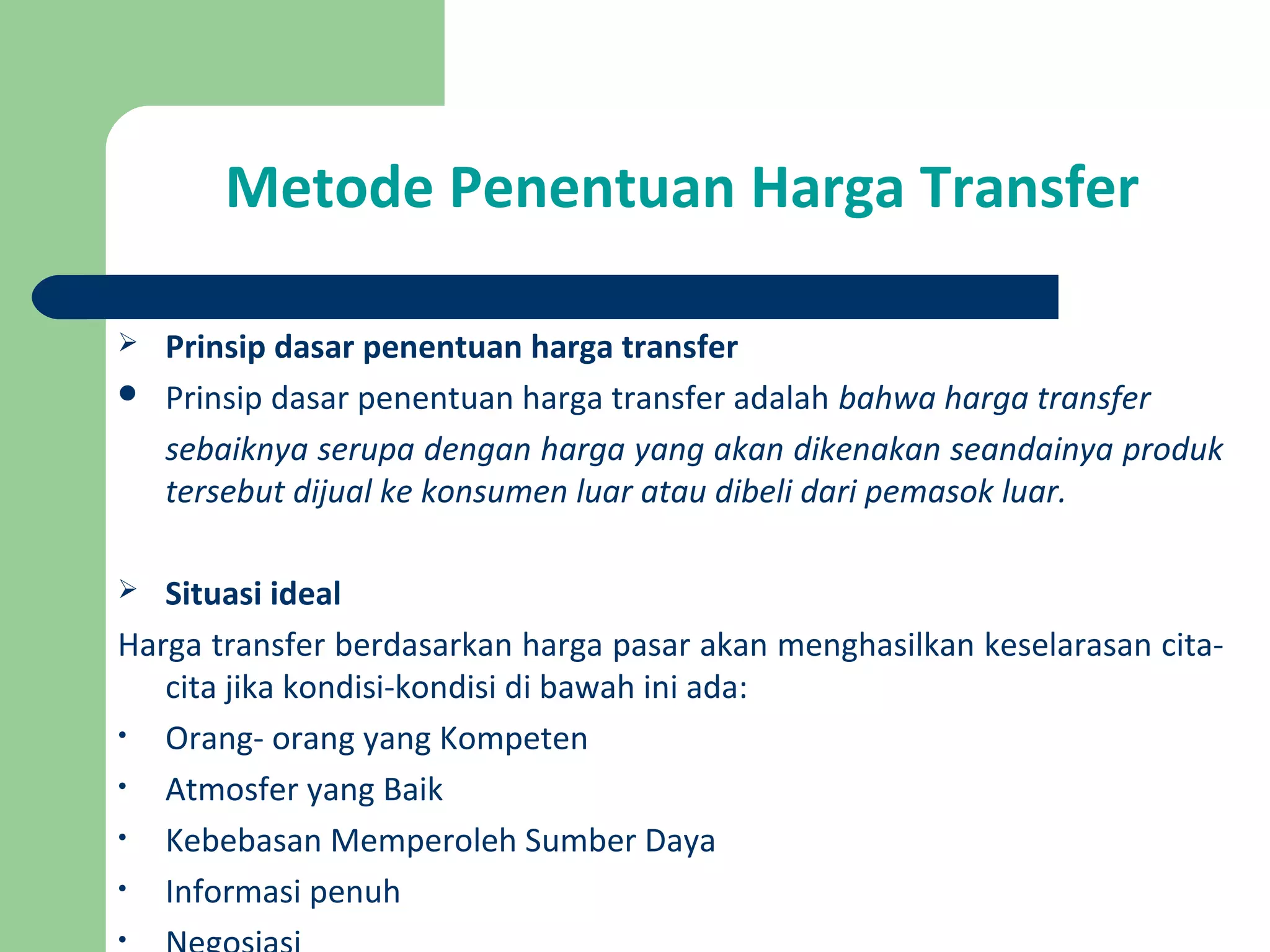 Sistem Pengendalian Manajemen - Bab 6 - Transfer Pricing | PPT