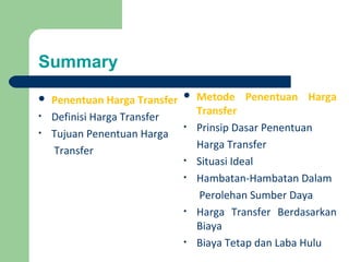 Sistem Pengendalian Manajemen - Bab 6 - Transfer Pricing | PPT
