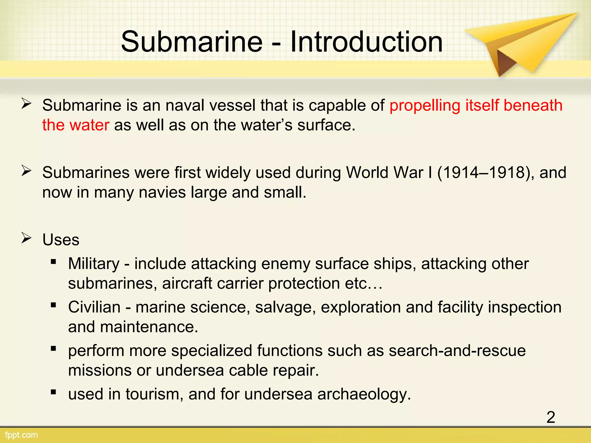 Air Independent Propulsion for Submarines | PPT