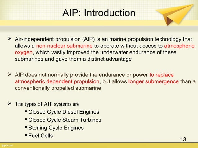 Air Independent Propulsion for Submarines | PPT | Technology & Computing