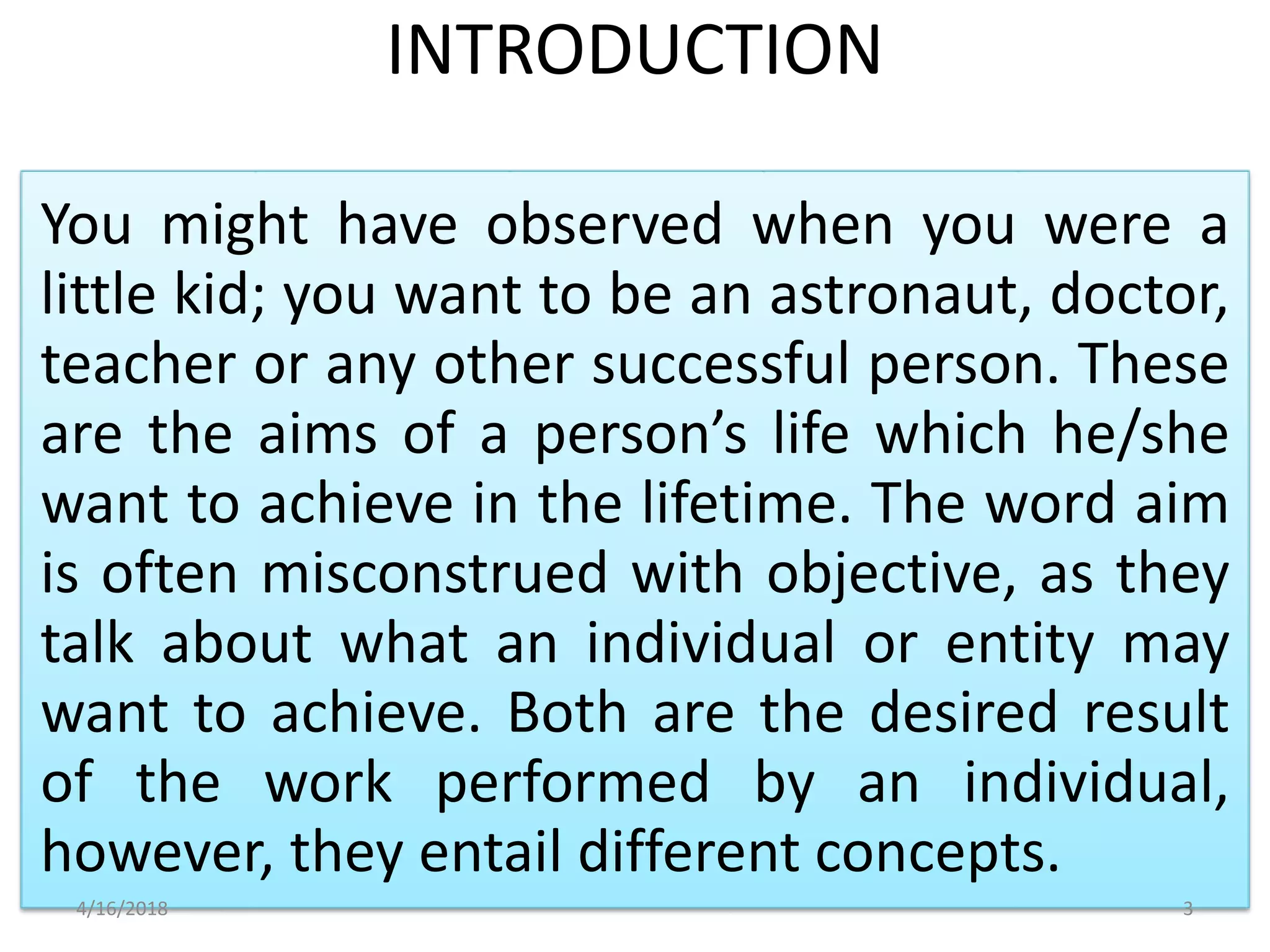 Aims vs. Objectives | PPTX